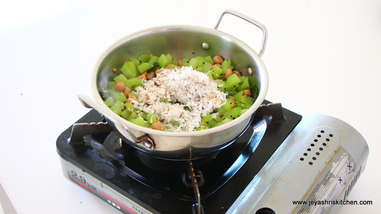 Chow chow peanut poriyal with video - Jeyashri's Kitchen